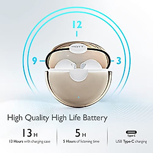 HOTT Bluetooth Earbuds, Wireless Bluetooth Headphones with Type C Charging Case, Touch Control Sweat Resistant Earphones Built-in Microphone, High-Fidelity Stereo Earbuds for Sport