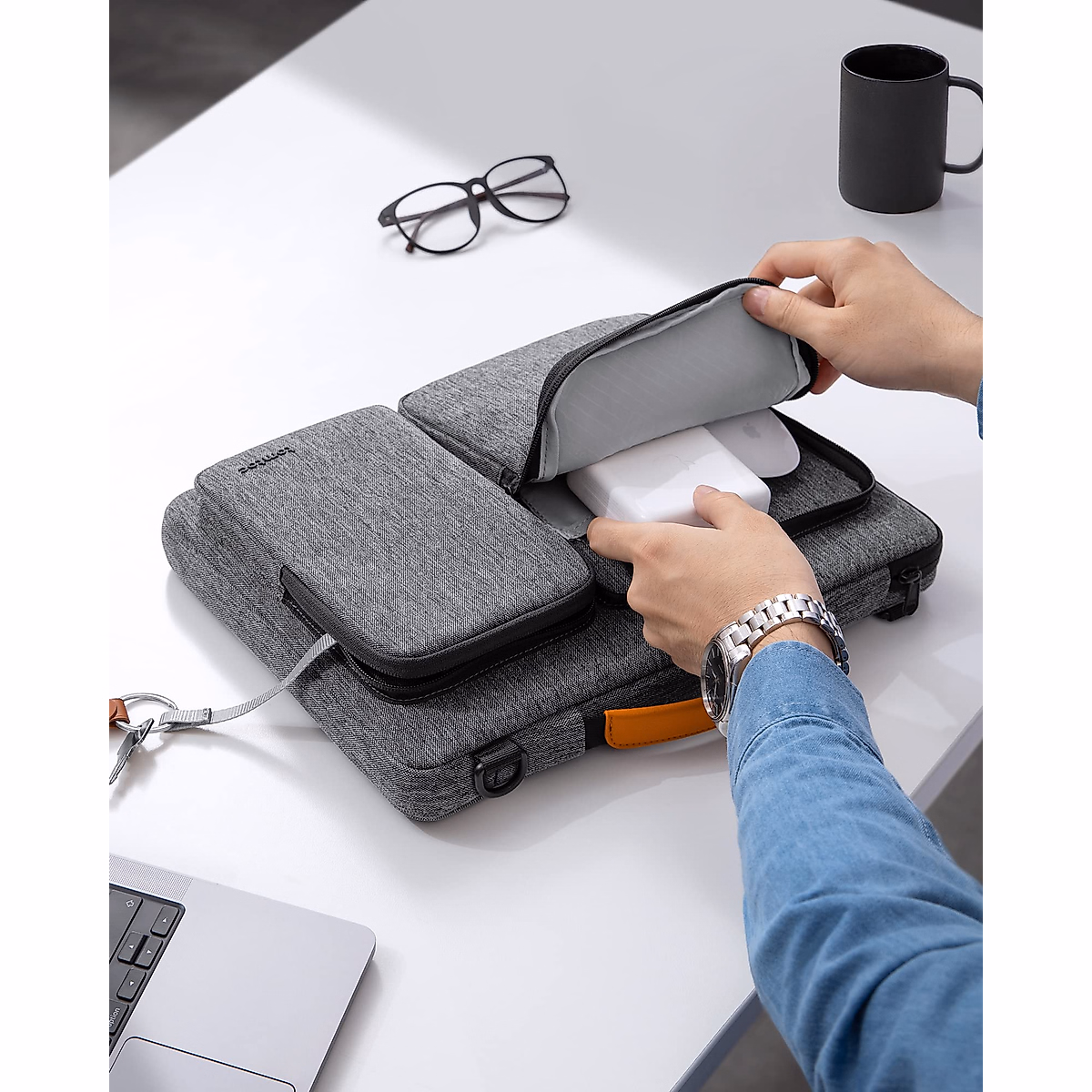 tomtoc Laptop Shoulder Bag for 14 Inch MacBook Pro M4/M3/M2/M1 Pro/Max 2024-2021, 13.5-14.4 Surface Laptop 6/5/Studio 2, Surface Book 3, 360 Protective Case Fit Asus VivoBook
