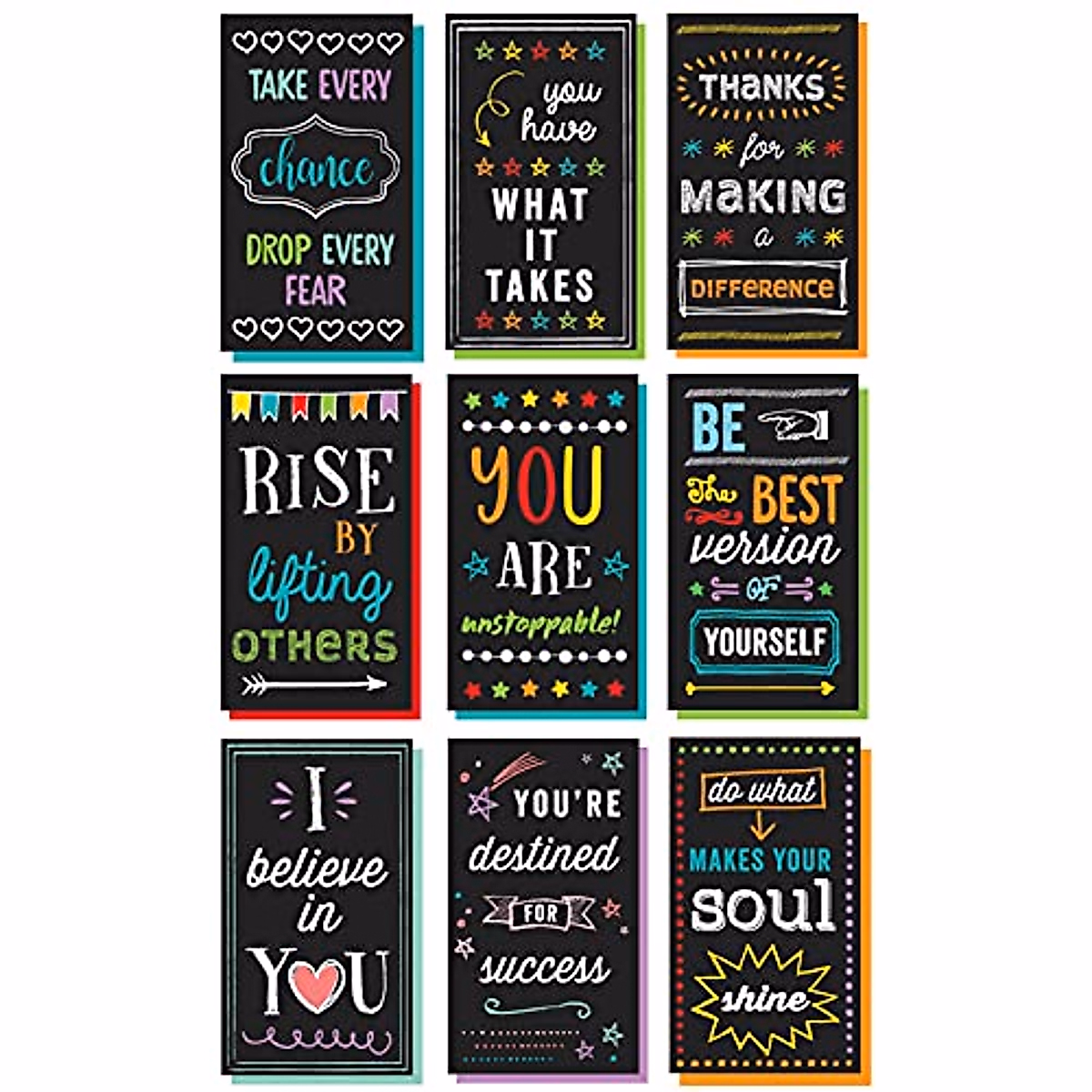 Iconikal Inspirational Motivating Thankful Mini Quote Cards, Blank Back, 200-Count