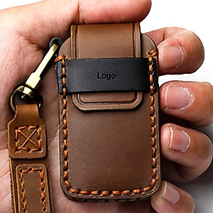 ZiHafate Leather Car Key Fob Cover Compatible with Honda Keyless Remote Control for Honda Accord Civic Crosstour CR-V CR-Z Fit HR-V Odyssey Pilot and More Models (C-Brown)