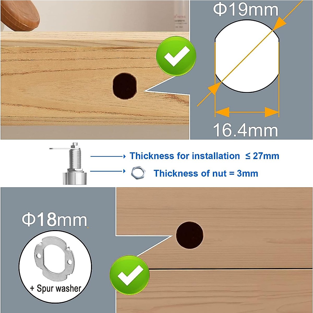 Fingerprint Drawer Lock eLinkSmart Phone App Cabinet Lock 30MM (27MM) Biometric Drawer Lock with 3 Sizes Tubular ​Cam 20 Fingerprints 1000+ App Users Support iOS Watch