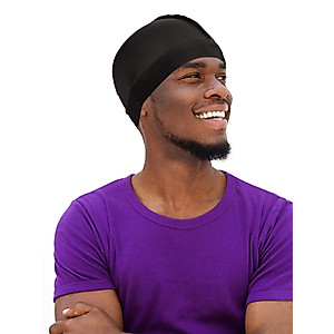 6 Pieces Silky Wave Caps for Men Kids 360 Wave Durag Cap Elastic Wave Velvet Hat (Black, Silver, Red, Green, Purple, Blue)