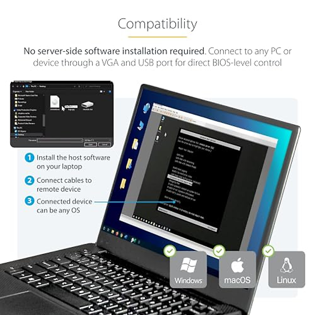 StarTech.com Portable Laptop Crash Cart Adapter, USB/VGA KVM Console, File Transfer & Video Capture, Windows/Linux/MacOS, TAA