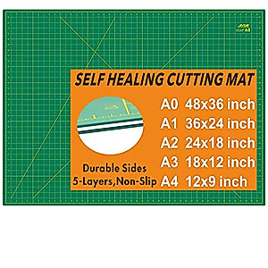 ArtAt Self Healing Cutting Mat: 48″x 36″ Green Double Sided PVC Non-Slip 5 Layers Craft Mat for Maximum Healing - Great for Sewing & Quilting & Scrapbooking and Craft & Art Projects