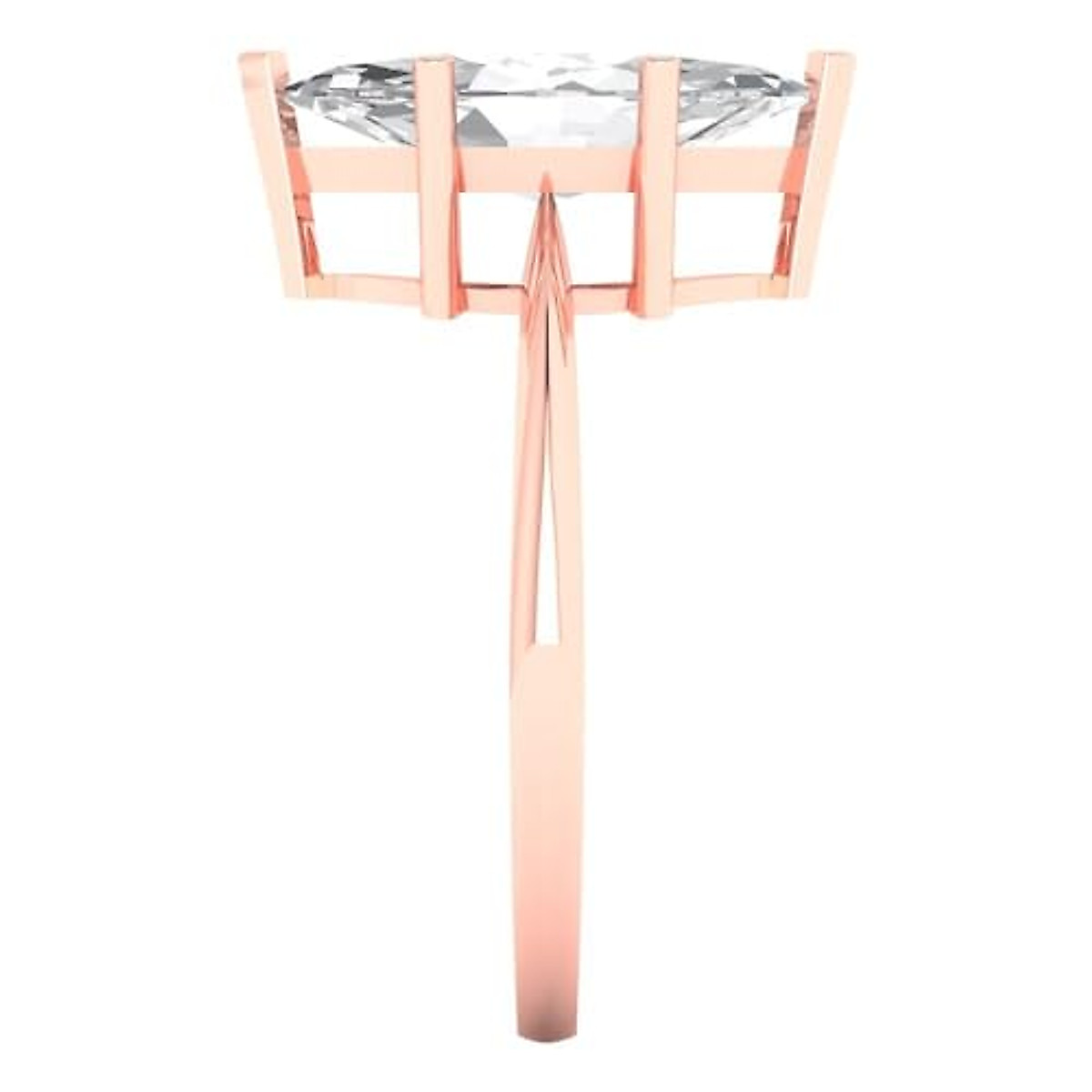 Clara Pucci 2.50 ct Marquise Cut Solitaire White Lab Created Sapphire Engagement Bridal Promise Anniversary Ring 18K Rose Gold Size 3.5