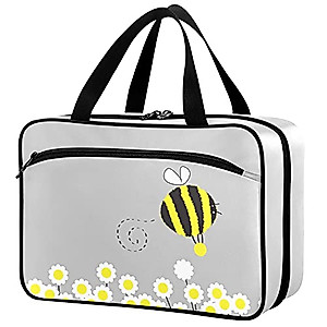 Naanle Medicine Storage Bag Bumblebee Blooming Daisies Empty Large Family First Aid Box Pill Bottle Organizer for Home Office Car Outdoor Travel Camping Emergency Medical Supplies