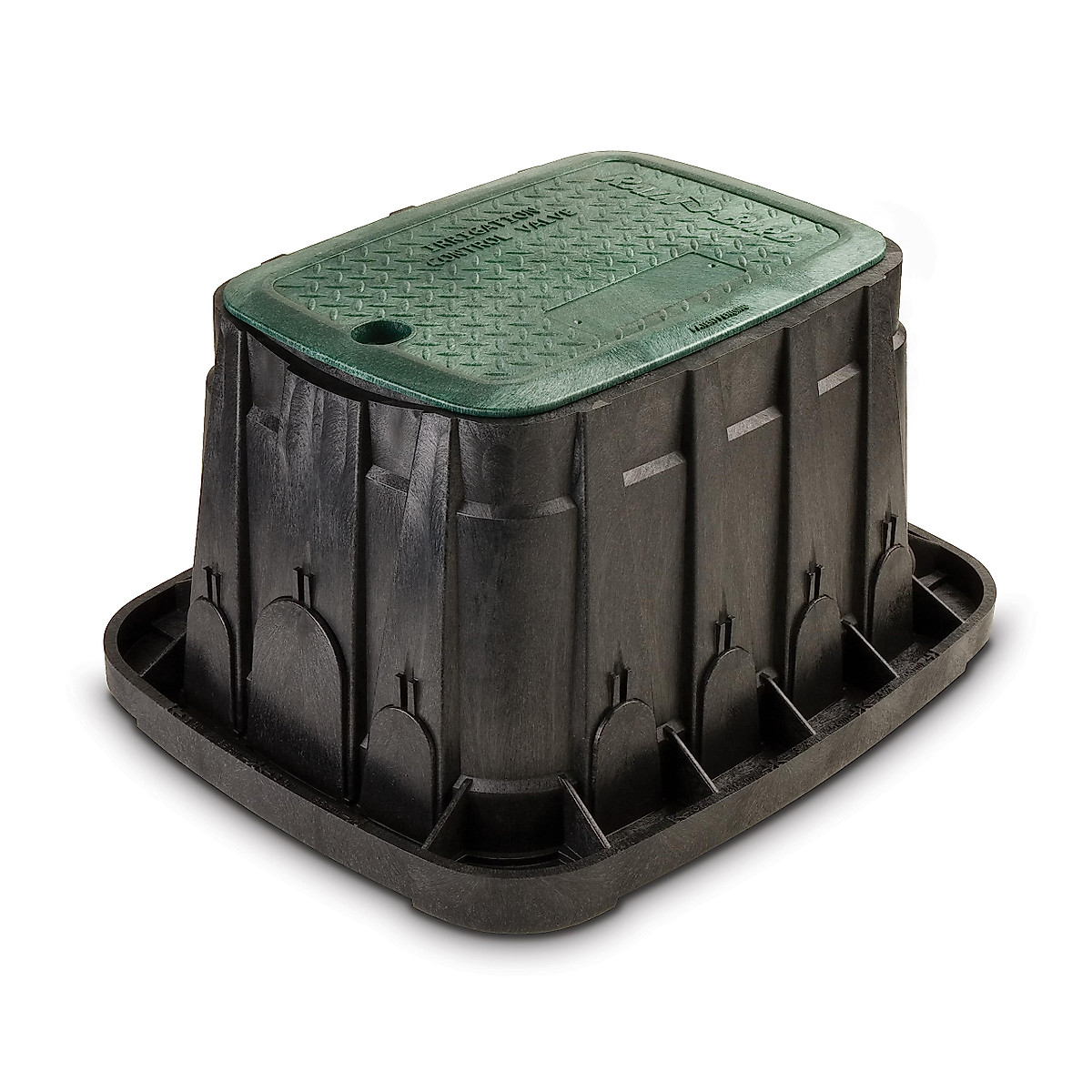 Rain Bird VBREC12 Rectangular Sprinkler Valve Box, Black with Green Lid, 12" High