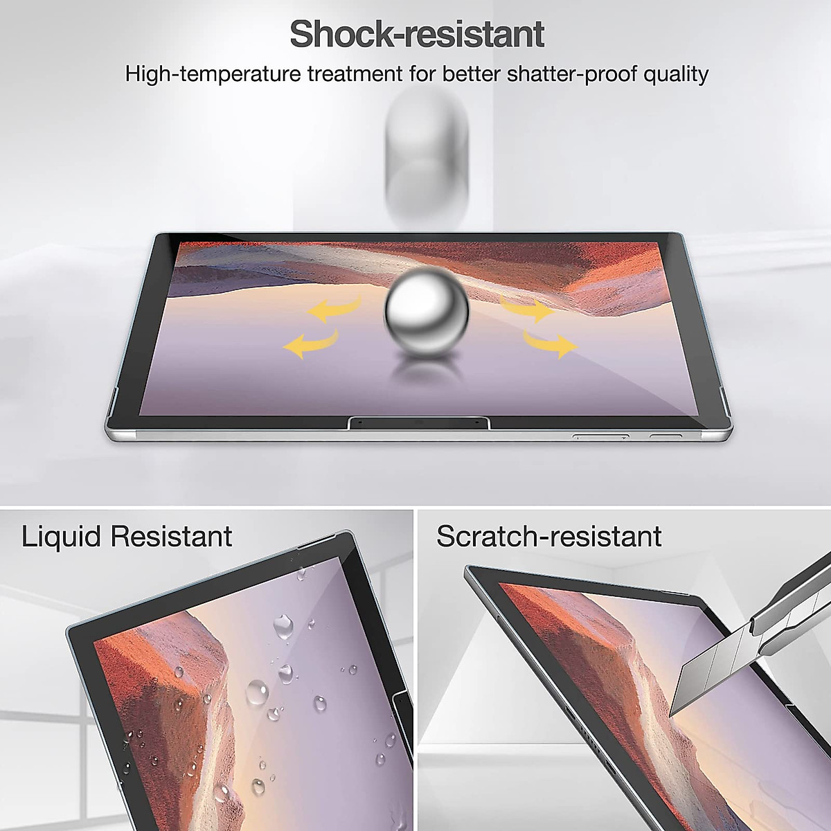 ProCase 2 Pack Screen Protector for Surface Pro 7 Plus/Surface Pro 7 / Pro 6 / Pro 5 / Pro 4, Tempered Glass Screen Film Guard Screen Protector for 12.3 Inch Suface Pro 7 Plus Surface Pro 7 6 5 4