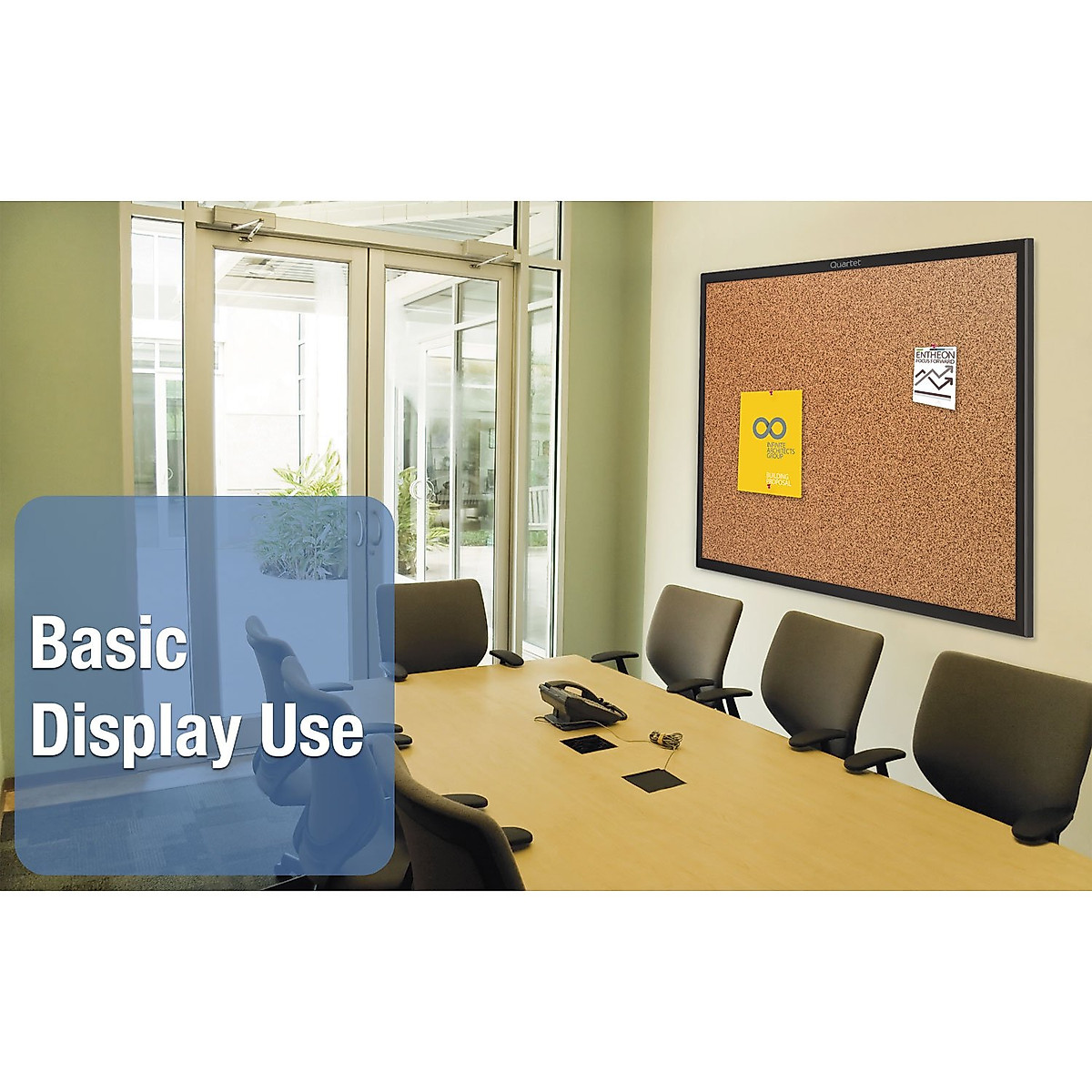 Quartet Cork Board, Bulletin Board, 8' x 4' Corkboard, Black Frame (2308B)