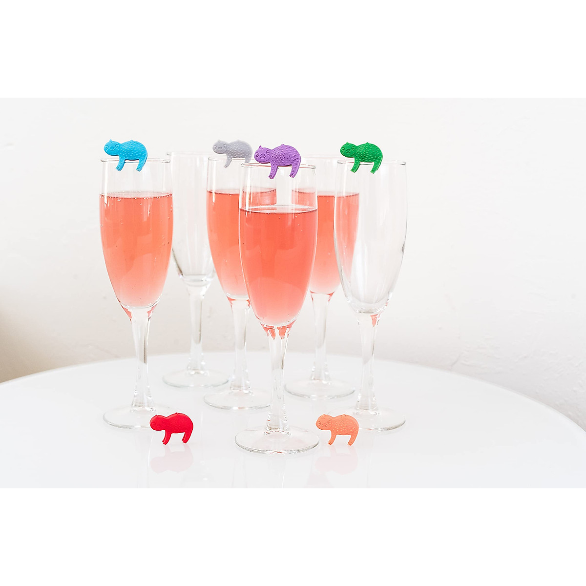 Wine Glass Charms, 6 Pack Party Sloth Gifts, Wine Accessories, Whiskey Charm, Glass Markers, Wine Charms, Sloth Cocktail Charms, Mark Your Cup and Drink Up, Funny Reusable Silicone Animal Buddies