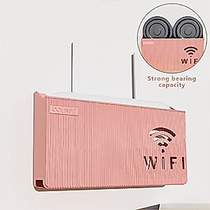 Wall Mounted Wireless WiFi Router Shelf Storage Box, ABS Plastic Cable Storage Box, Hanging Power Decor Stripe Bracket Box for Home Room Power WiFi Router Art Shelf Decor