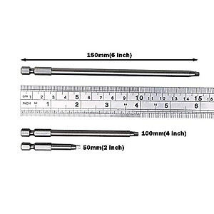 AUTOTOOLHOME 3 Pack No.2 Square Driver Bit Set 2/4/6-inch Length for Pocket Hole Jig Systems Woodworking Joinery Tool