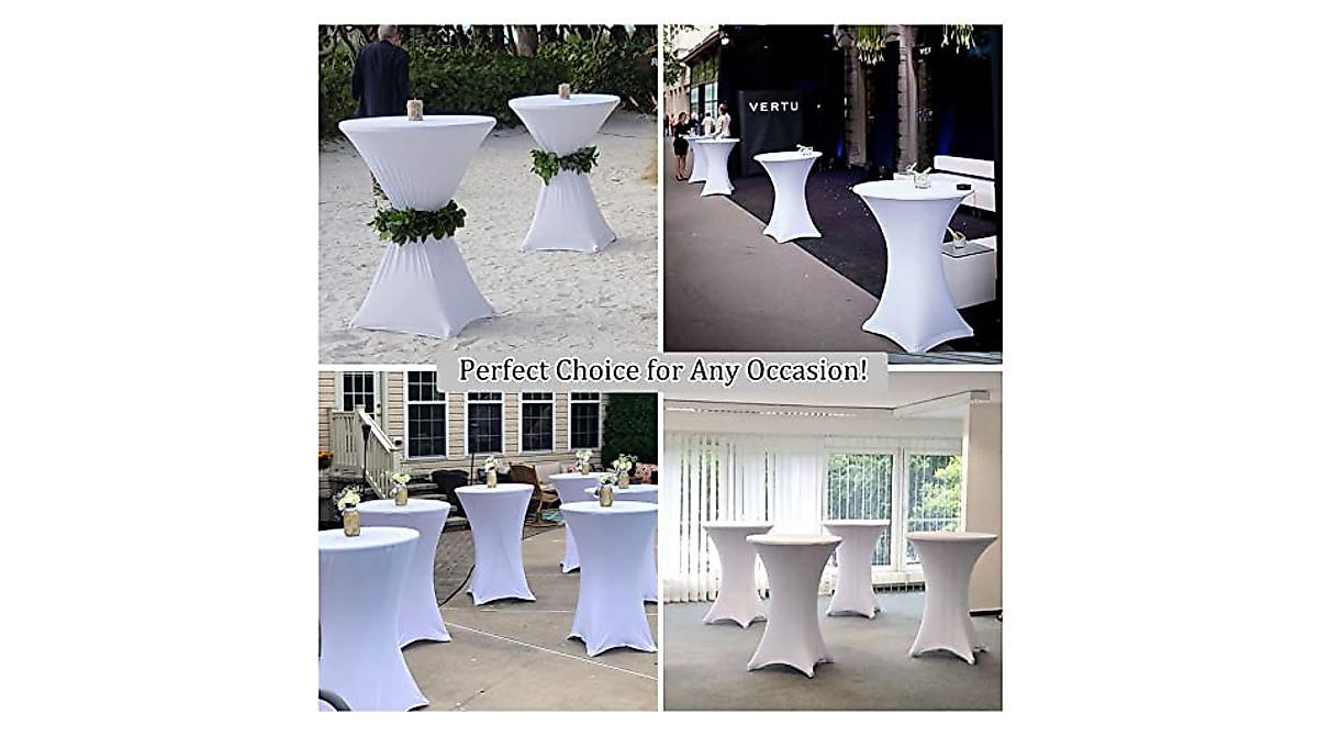 Fitted White Spandex Cocktail Table Covers 32x43" 4 Pack | Events