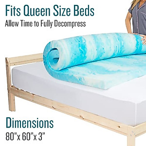 Xtra-Comfort Memory Foam Mattress Topper Queen - 3 Inch Thick Gel Pad for Firm Bed - Soft Sleeping Pillow Top for RV Camping and Dorm - Egg Crate Alternative Luxury Sleep Layer - CertiPUR-US Certified