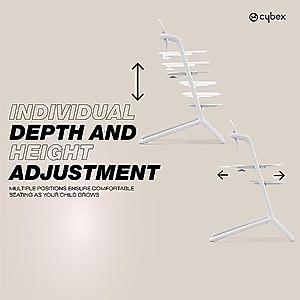 Cybex Lemo High Chair with Modern Design, Easy One Hand Depth and Height Adjustment, Anti-Tip Wheels, and Easy Assembly, Convertible to Adult Chair, Pearl Pink