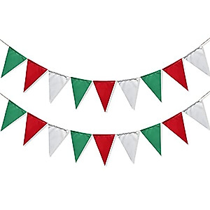 Uniwish Green Red White Triangle Flag Banner Christmas Fiesta Brands Mexican Italian Party Decorations Garland Graduation Wedding Baby Shower Birthday Party Favors