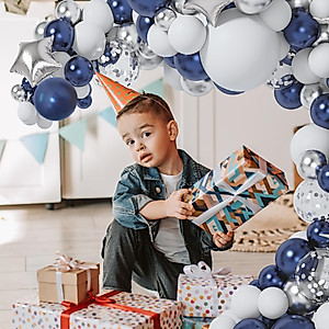 iLaFm 151pcs Navy Blue Silver Balloons Garland Arch Kit for Graduation Class of 2024 Prom Eve Birthday Wedding Retirement Party New Years Decorations