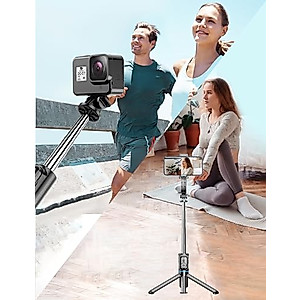Selfie Stick, 41'' Extendable Phone Tripod Stand with Phone Holder & Detachable Remote, 360° Rotation Selfie Stick Tripod for Cell Phone Compatible with iPhone, Android, Samsung