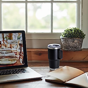 HASLE OUTFITTERS 20oz Tumbler with Lid, Stainless Steel Tumbler with Handle, Metal Insulated Travel Coffee Mug with Handle, Double Wall Vacuum Spill Proof Tumbler Cup, Black 1 Pack