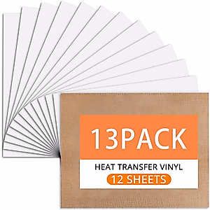 White HTV Heat Transfer Vinyl Bundle: 13 Pack 12" x 10" White Iron on Vinyl for T-Shirt, White Heat Transfer Vinyl for Cricut, Silhouette Cameo or Heat Press Machine