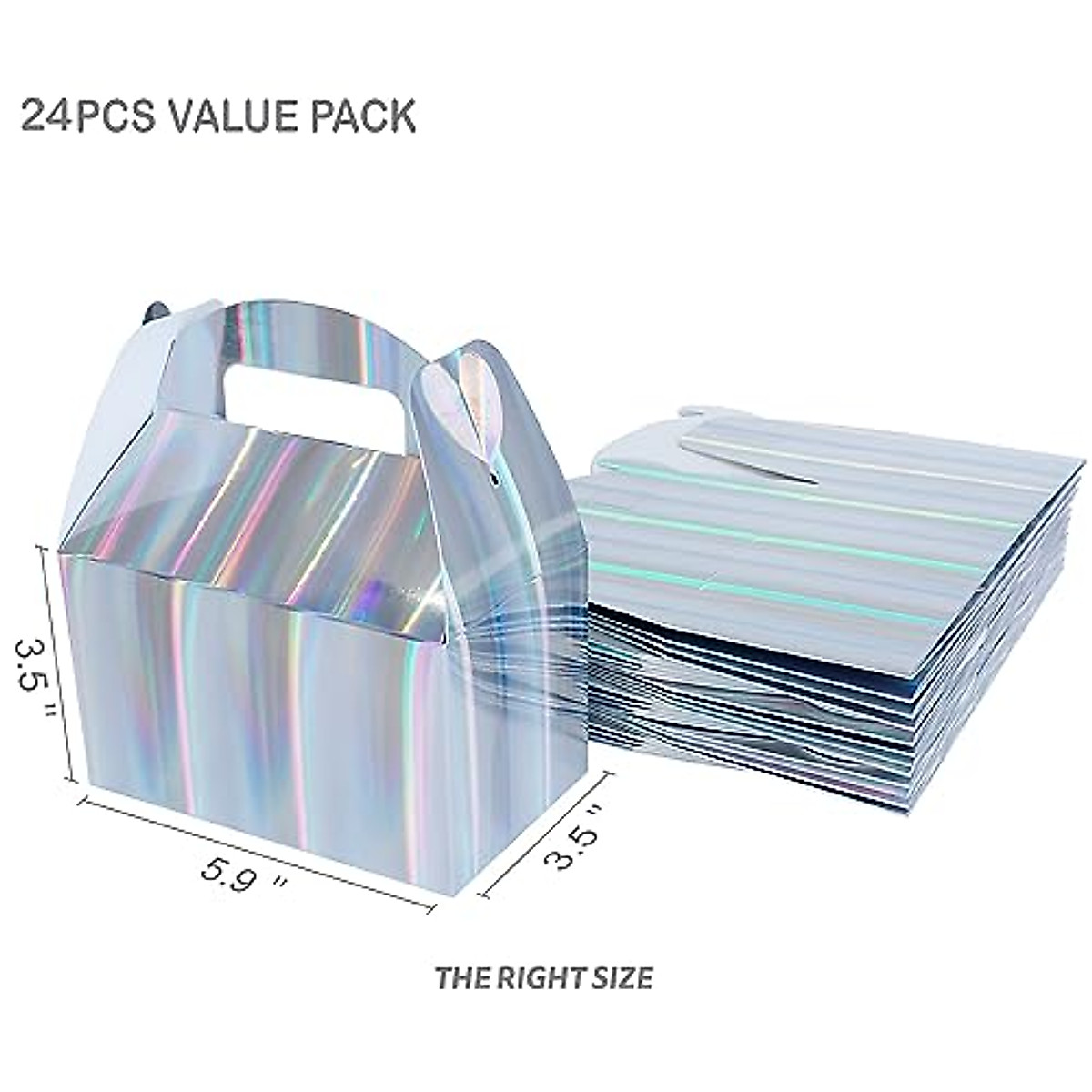 Rainbow 24pcs Gift Gable Treat Boxes Candy Goodie Bags Party Favor for Kids Birthday Supply Decoration