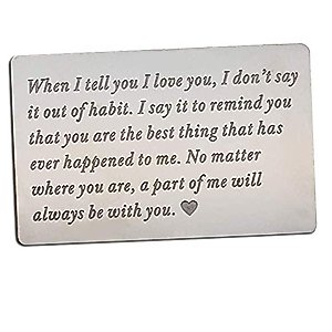 Engraved Wallet Insert Stainless Steel Wallet Love Note Insert for Men Boyfriend Gifts Husband Gifts
