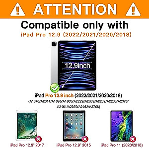 BATYUE iPad Pro 12.9 Case - Rugged Protective Case for iPad Pro 12.9-inch 6th/ 5th/ 4th/ 3rd Generation 2022/2021/ 2020/2018, iPad Pro 12.9 Cover with Pencil Holder/ 360° Swivel Stand - Frozen Blue