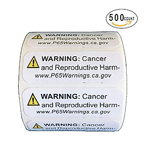 FirstZi Adhesive Paper California Prop 65 Warning Labels Sign Short Form - 0.5x1.5 Inches - 500 Stickers per Roll