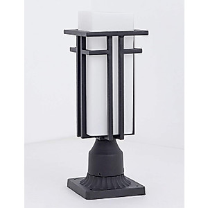 EERU Outdoor Post Lights Waterproof Metal Frame with Milk White Frosted Glass, Pier Mount Outdoor Lighting Fixtures(with 3-Inch Pier Mount Base) Outdoor Post Lantern for Garden Backyard and Porch