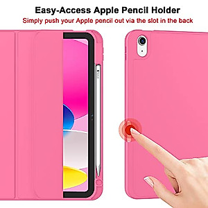 ZryXal New iPad 10th Generation Case 10.9 Inch 2022 with Pencil Holder, Smart iPad Case with Soft TPU Back [Support Auto Wake/Sleep] (Watermelon)