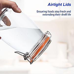 Galssmagic 32 oz Wide Mouth Mason Jars,4 Pack Glass Pickling Jars with Airtight Lids,Air Tight Glass Storage Container for Canning,Pickling,Fermenting