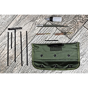 SE 10-Piece Rifle-Gun Cleaning Kit - includes Brass Brushes, Rod Extenders, and Canvas Storage Pouch - GC16M