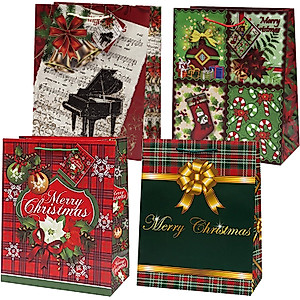 Gift Boutique 12 Extra Large Christmas Jumbo Gift Bags Huge Bulk Holiday Assortment with Handles & Tags for Wrapping Gifts
