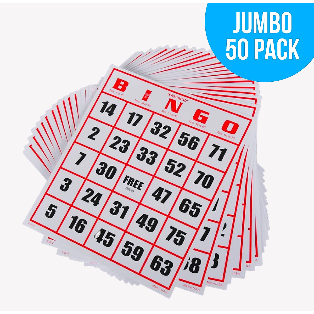 Regal Bingo Jumbo Bingo Cards Deck Reusable - Bingo Games for Family - 50 Playing Cards