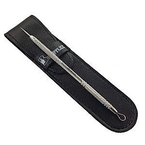 Lancet for Facial Milia Remover and Whitehead Extractor. Double Ended Angled Circle Loop & Sharp Needle Pimple Popper Tool. Dermatologists recommended Design and Comes with Synthetic Leather Storage