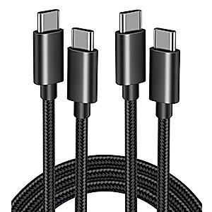 UDATON USB C to USB C Cable, USB C Cable, 60W Fast Charging Cable 2 Pack 6FT, Durable Long Nylon Braided Lightning Android Charger Cable Compatible with Samsung S21 S20, MacBook, iPad, Switch, Black