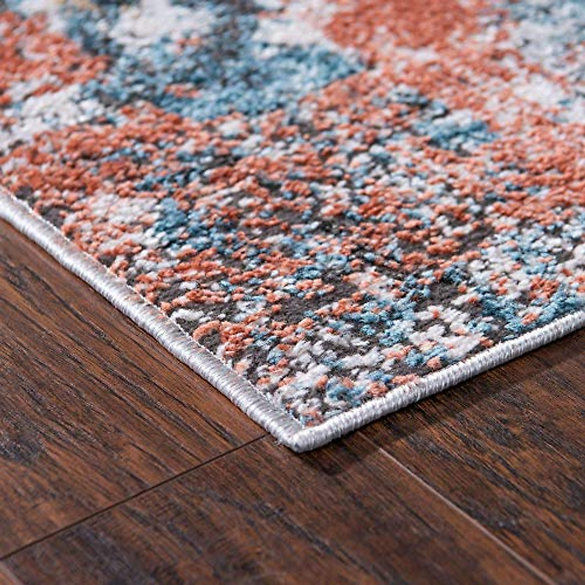 Rugs.com Leipzig Collection Area Rug – 7' x 10' Multi Low-Pile Rug Perfect for Bedrooms, Dining Rooms, Living Rooms