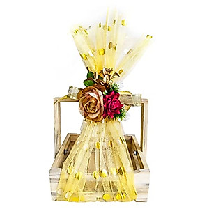 Hathkaam Empty Wooden Tray Basket, Gift Basket Kit for Diwali Celebration, Christmas, Birthday Party with Handle for Flower Fruits Empty Storage Basket for Organizing Portable Handmade Eco-Friendly