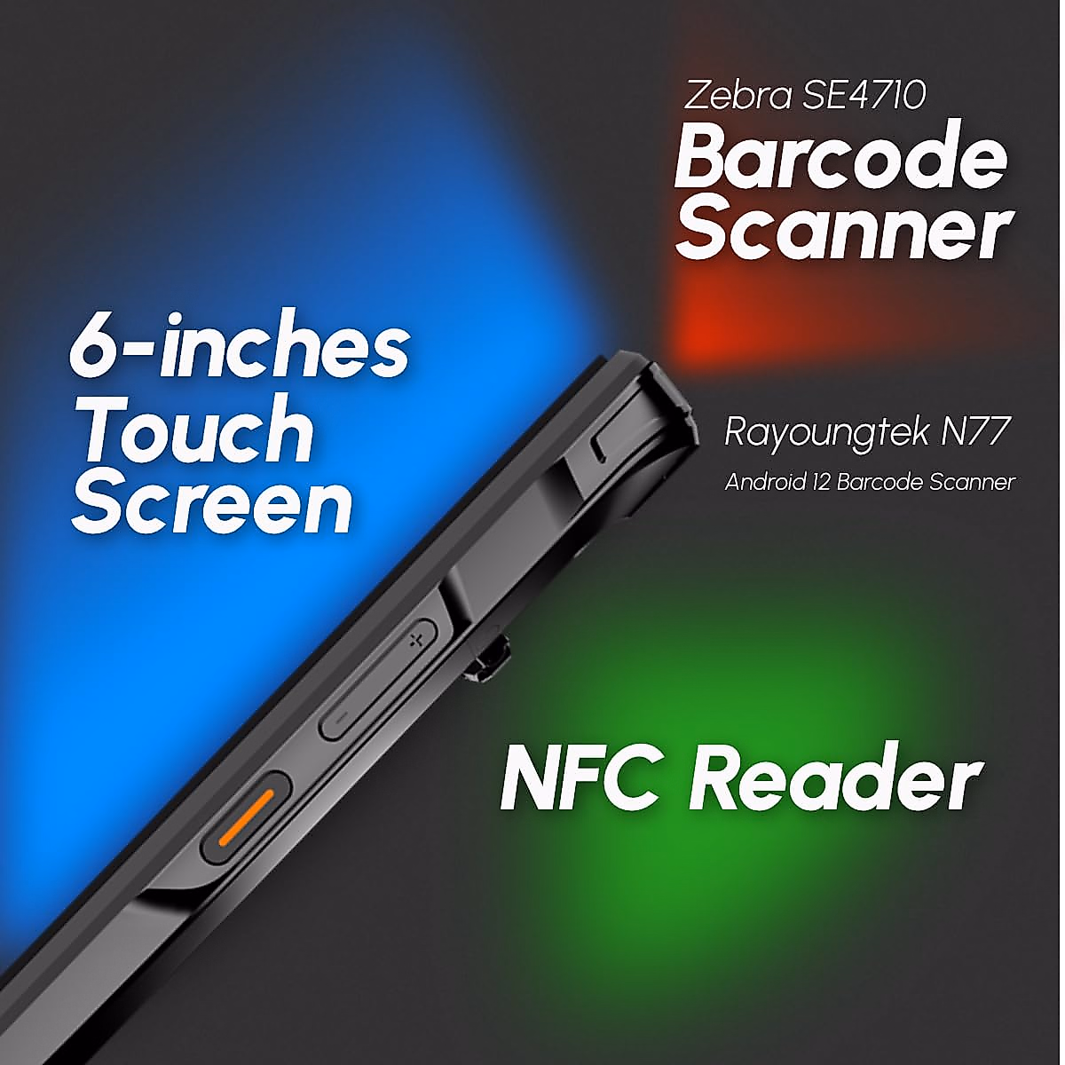 Rayoungtek Android 12 Barcode Scanner 4+64GB Built-in 1D/2D/QR Zebra SE4710 Bar Code Scanner 4G Wireless Mobile Computer PDA N77 for Warehouse & Logistics