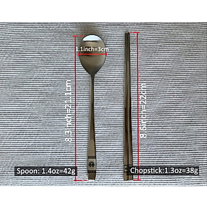 cozymomdeco Korean Made Silver Color Cutlery Spoon Chopsticks 18-10 Stainless Steel Printed Traditional Pattern_2 SET