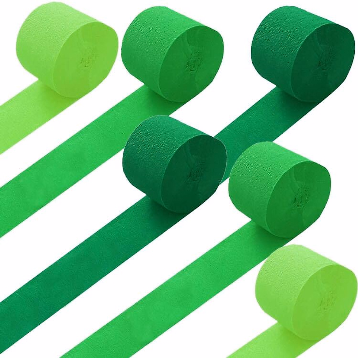 BRZIKWT Crepe Paper Streamers 6 Rolls Beautiful Green Streamers-Party Streamers Rolls in 3 Colour for Wedding Birthday Other Decorations 4.5cmx25m (1.8 Inch x 82 Ft/Roll)