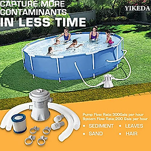 YIKEDA Ground Swimming Pool Filter Pump，300 GPH Pump Flow with a Filter Cartridge,Quickly Set Up Ground Swimming Pools