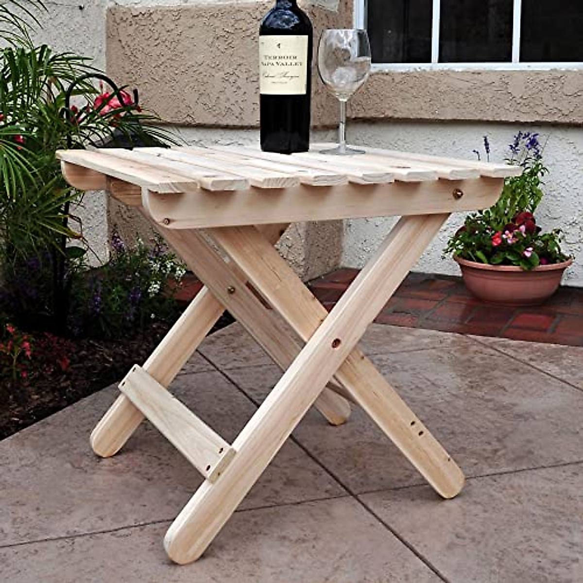 Shine Company 4109N Adirondack Square Outdoor Folding Side Table – Natural