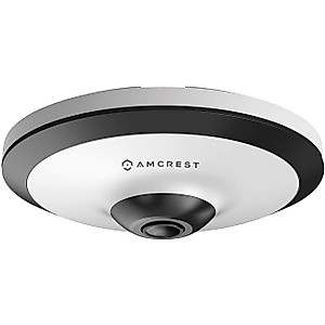 Amcrest Fisheye IP POE Camera, 360° Panoramic 5-Megapixel POE IP Camera, Fish Eye Security Indoor Camera, 33ft Nightvision, IVS Features and People Counting, MicroSD Recording, IP5M-F1180EW-V2 (White)