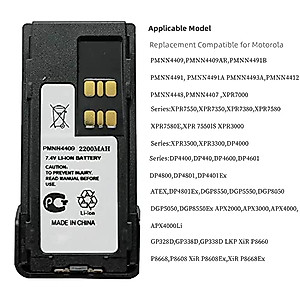 Teseko PMNN4409 PMNN4409AR PMNN4412 7.4V 2200mAh Li-ion Two-Way Radio High-Capacity Battery Replacement for Motorola XPR3300 XPR3500 DP4400 XPR7350 XPR7550+Belt Clip