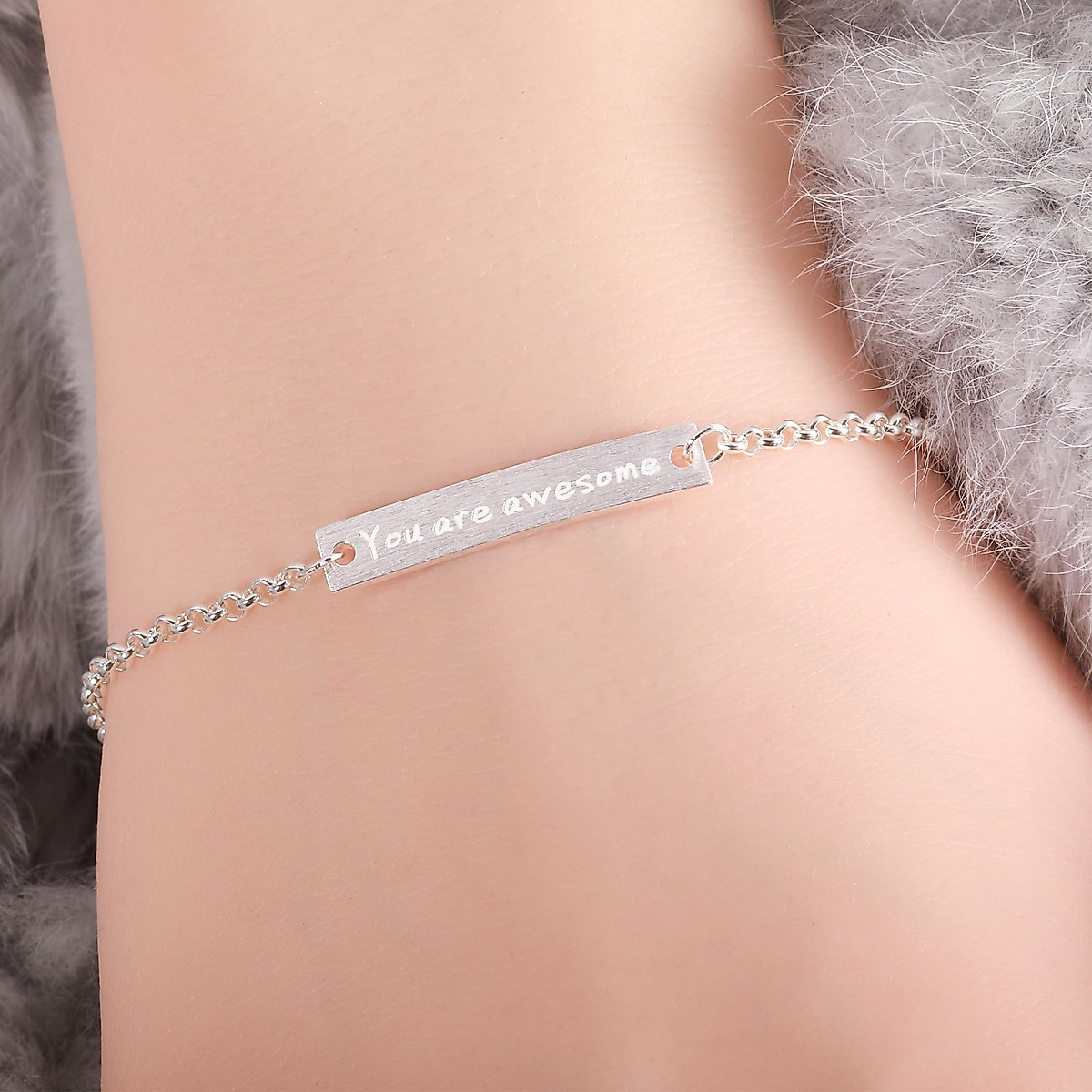 You are Awesome Gifts for Women, 925 Sterling Silver Bracelets for Women, Charm Bracelets for Women, Little Words Project Bracelet for Women, Matching Bracelets for Best Friends by ALiLuYa