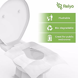 Toilet Seat Covers Paper Flushable (50 Pack) - XL for Adults and Kids Potty Training, 100% Biodegradable Travel Accessories Public Restrooms, Airplane, Camping