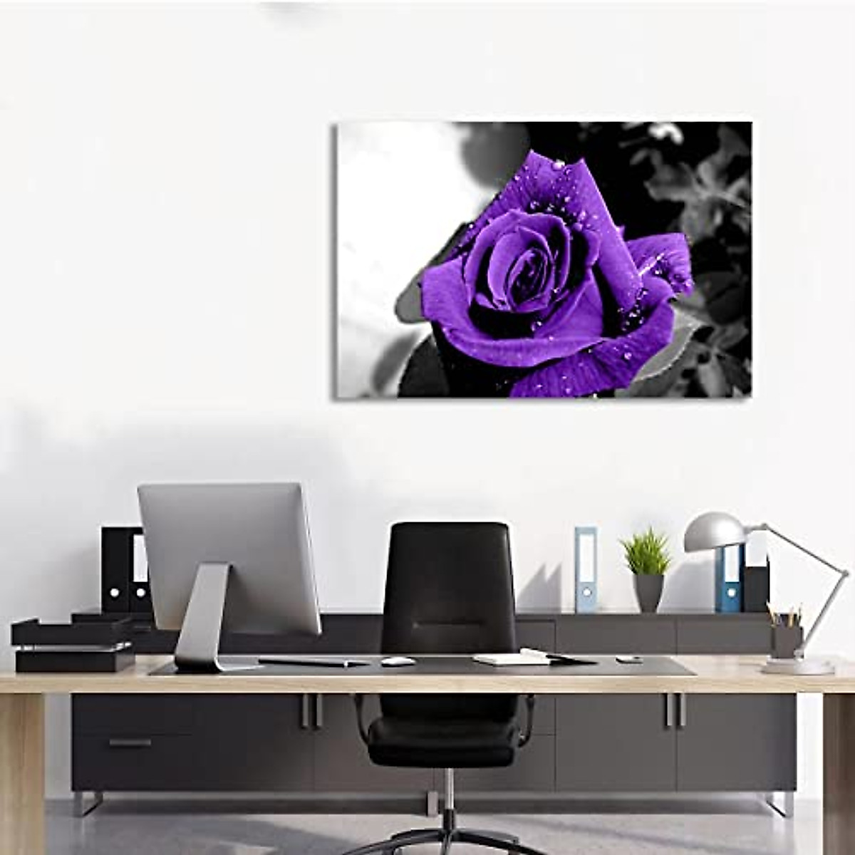 AFLE Purple Rose Poster,Black And White With,Canvas Wall Art For Living Room Decor Aesthetic Vintage Posters & Prints Dorm Poster Girl Wall Decor Canvas Paintings Wall Art Wall,12x18 inches,Unframed