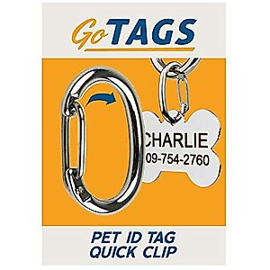 GoTags Pet ID Clip, Strong and Durable Dog and Cat Tag Connector. Easy-Going Exchange Between Pet Collars. Made of Stainless Steel.