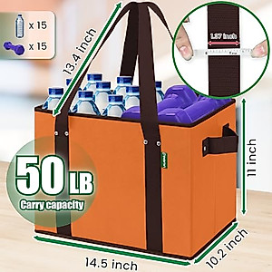LALABAG Reusable Grocery Bag (Pack of 3) - Heavy Duty Box with High Load Carrier, Foldable, Perfect for Shopping, Gifting, Storage (Orange)